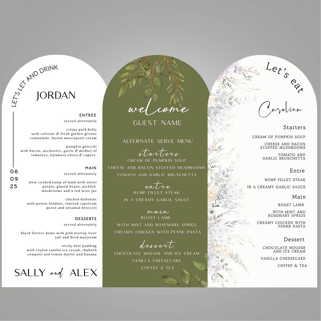 Online wedding Menus printing Australia - We Do Print