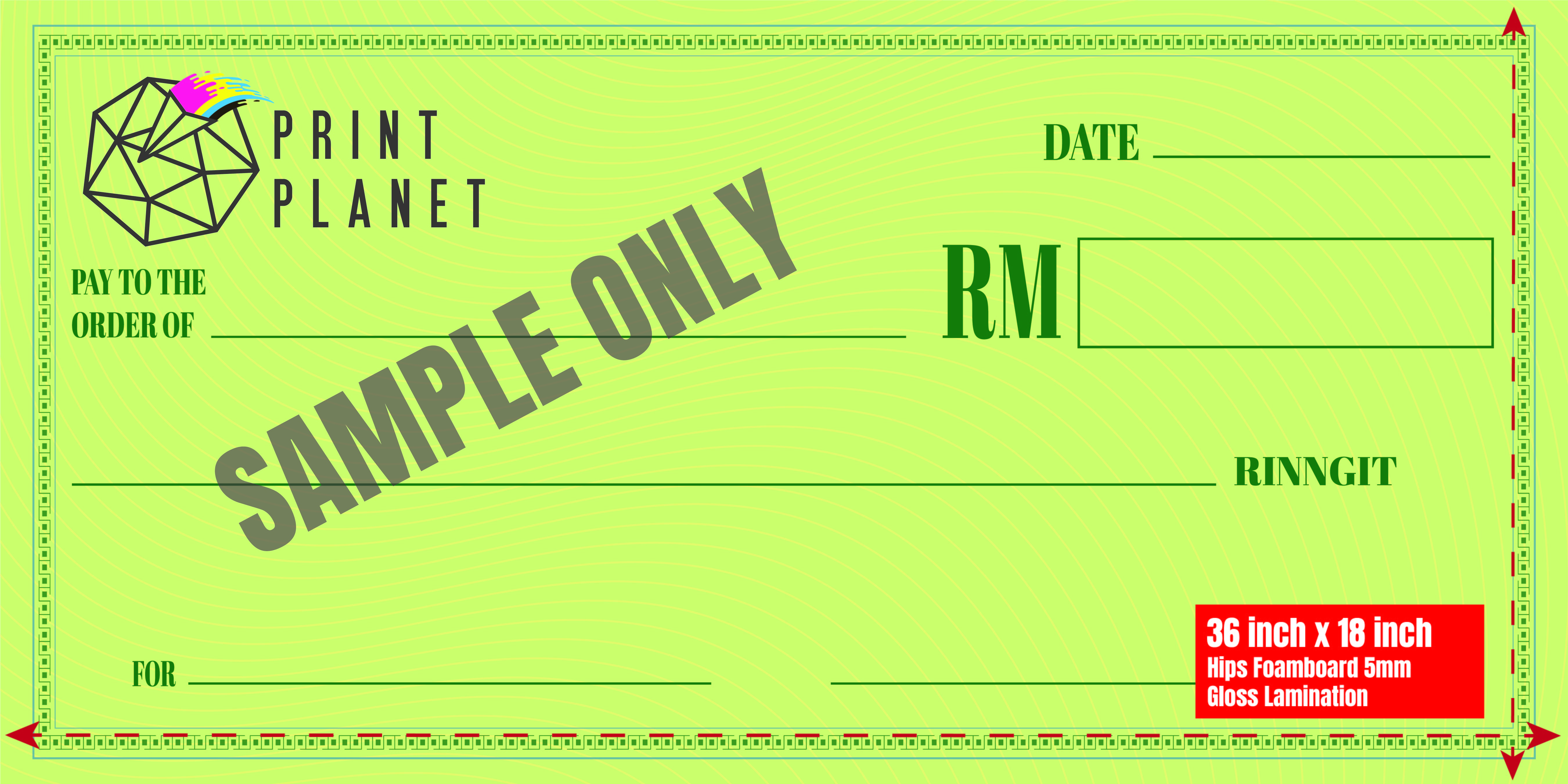 Mock Cheque (Popular Size) - Print Planet