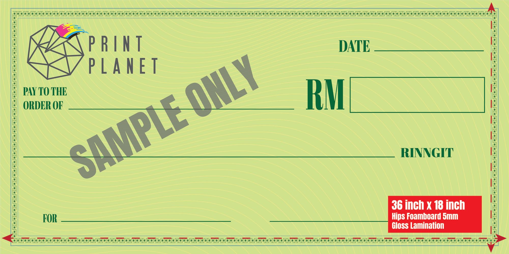 Mock Cheque (Popular Size) - Print Planet