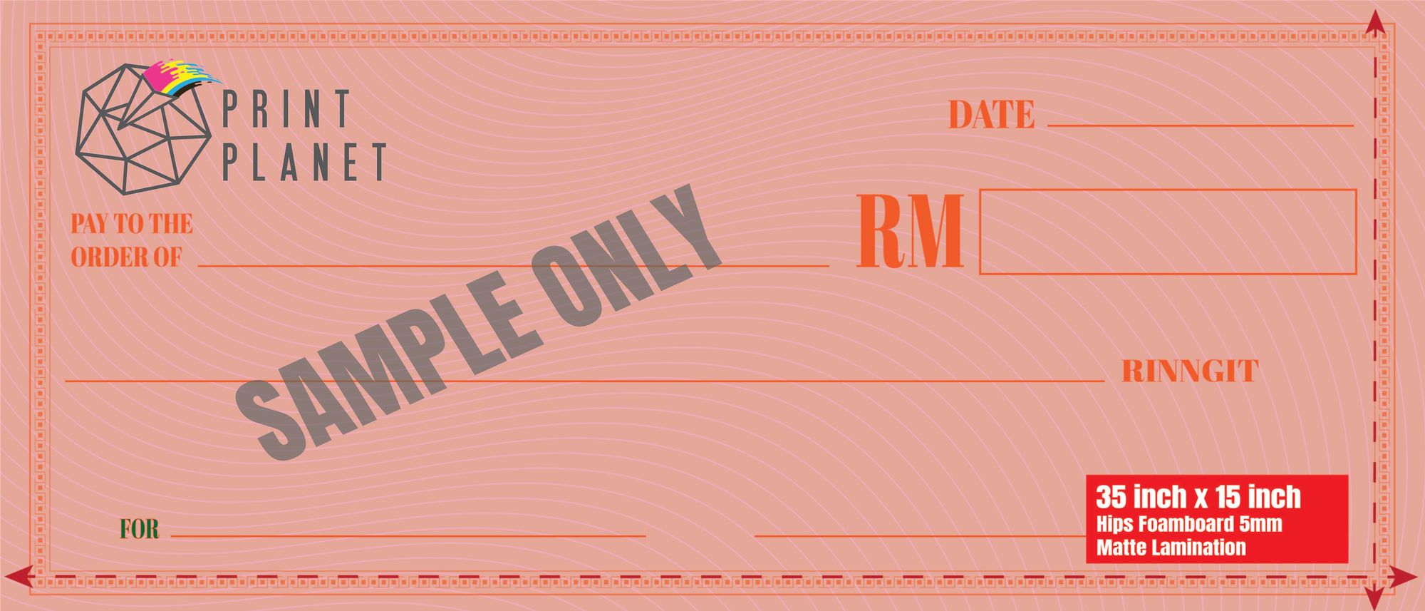 Mock Cheque (Popular Size) - Print Planet