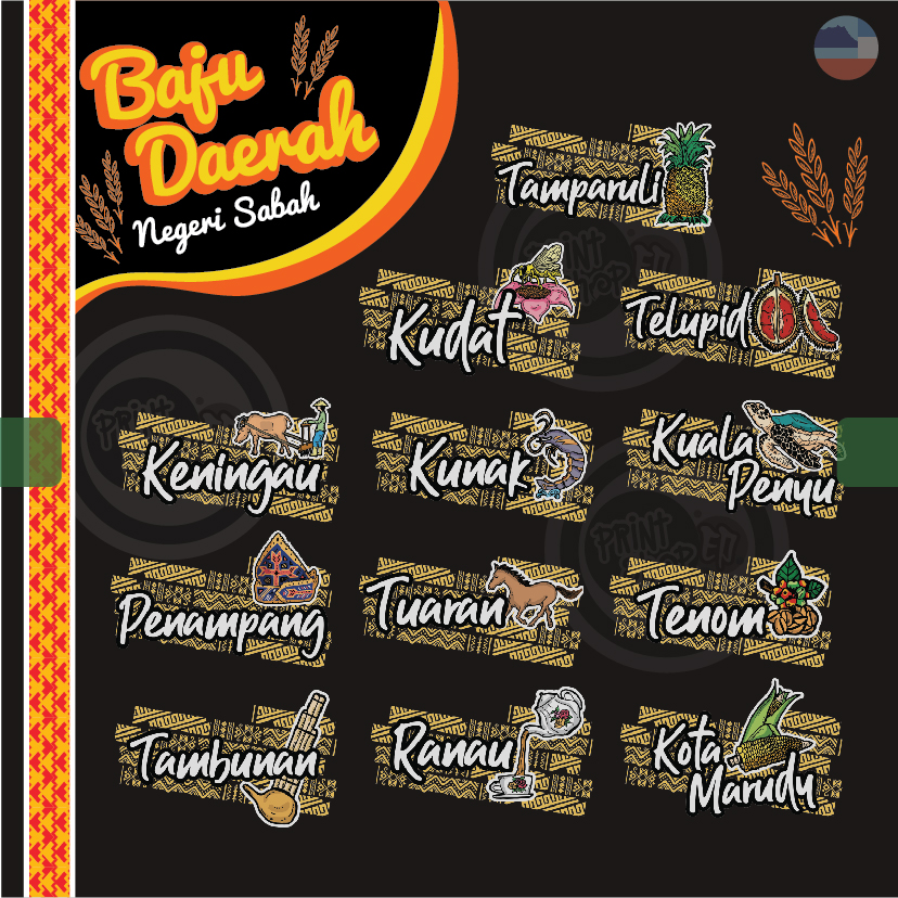 Baju Daerah Negeri Sabah - Print Shop KK