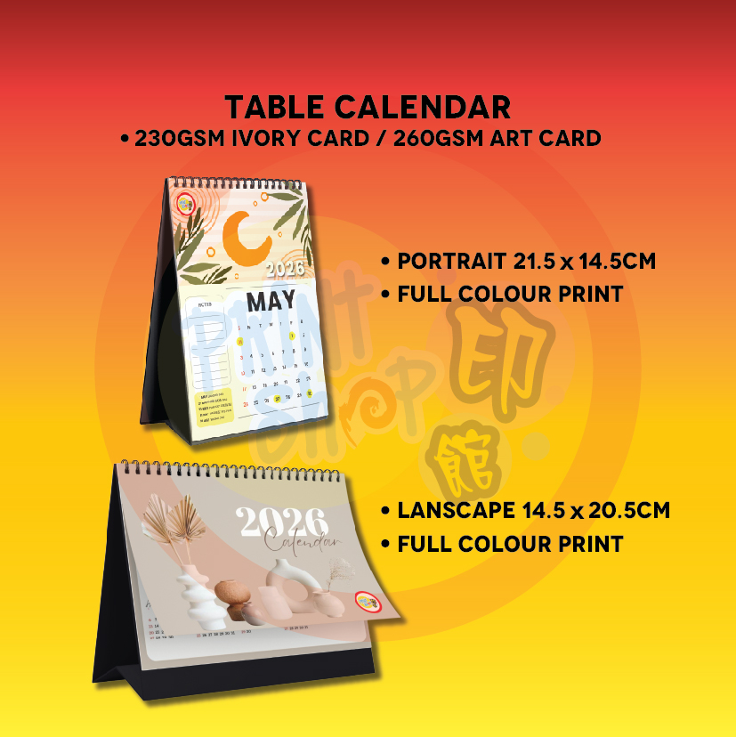 Calendar Promo - Print Shop KK
